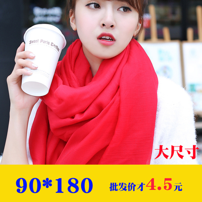 披肩两用糖果色春秋百搭棉麻围巾