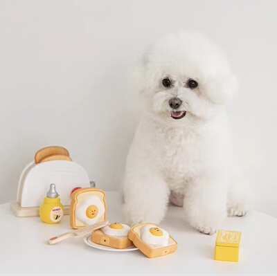 韩国BITEME宠物发声玩具煎蛋吐司