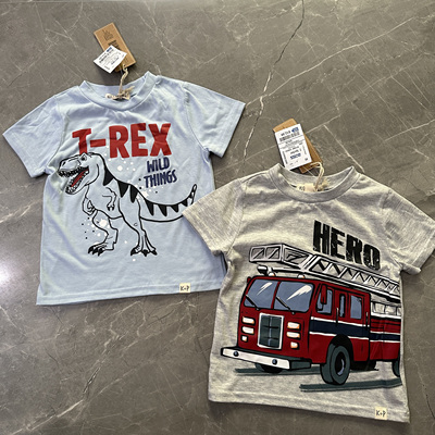 2-7Y外贸欧美单男童夏装新款时尚百搭休闲宽松纯棉短袖T恤打底衫