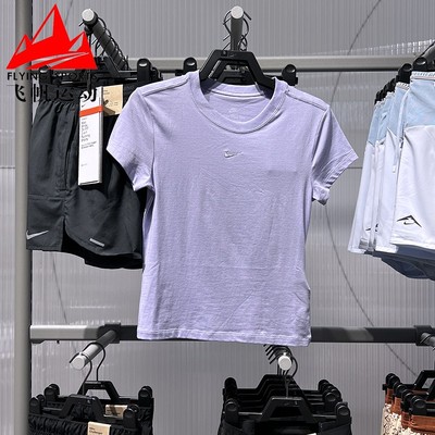 耐克女T恤2025夏季小勾百搭弹力修身休闲运动短袖上衣 FV5509-533