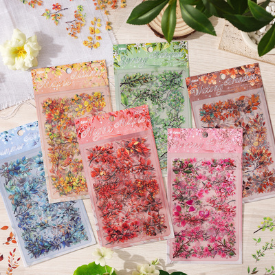 复古diy小清新植物叶子PET贴纸包