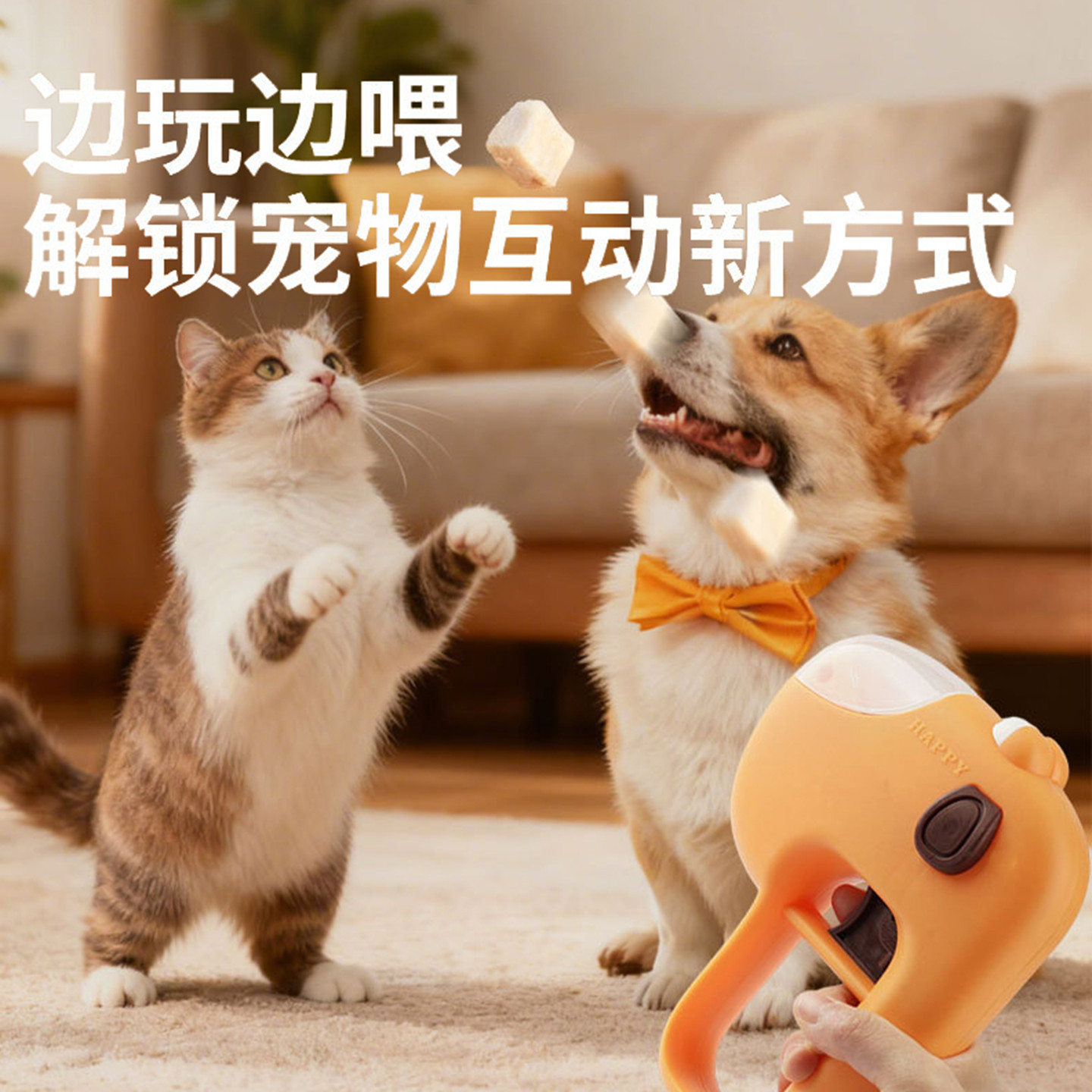 宠物训练器零食发射机猫狗通用互动玩具零食训练边玩边喂增加运动