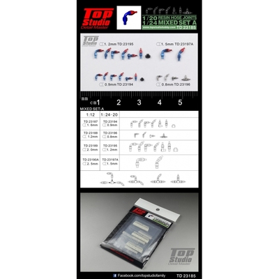 TopStudio 1/24-1/20模型专用树脂管线接头混合套装A TD23185
