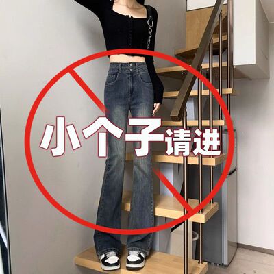 150cm小个子短款微喇牛仔裤女秋冬季新款高腰修身显瘦马蹄喇叭裤