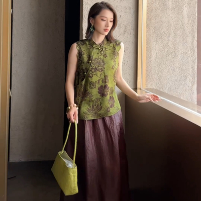 燃燃26年夏上新100桑蚕丝香云纱百搭马甲ZL-62300A