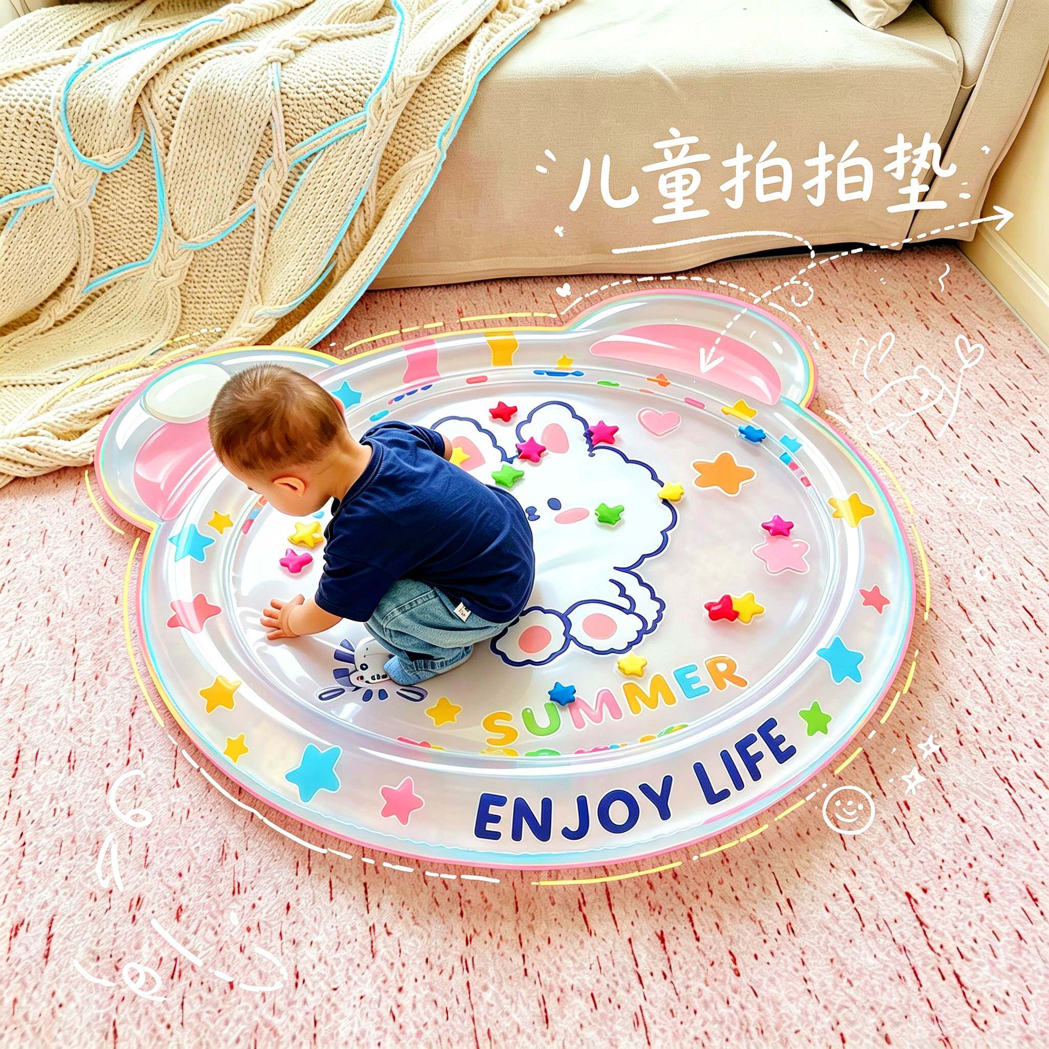 儿童拍拍垫注水冰垫夏季降温神器解放双手水袋学爬玩具消耗体力