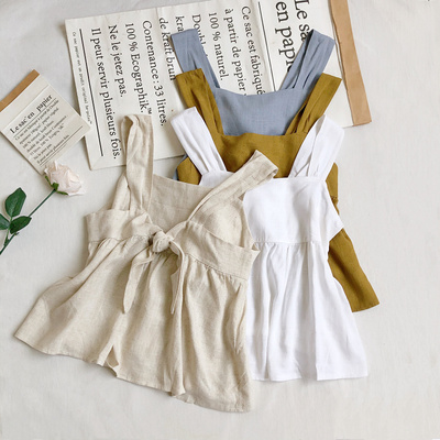 2021夏季新款设计感百搭纯色绑带抹胸美背外穿无袖短款吊带背心女