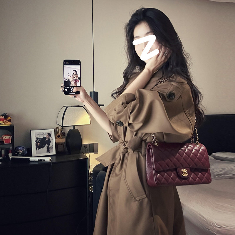 WFYO/卡其色风衣外套女中长款2026春新款小个子高级感英伦风大衣