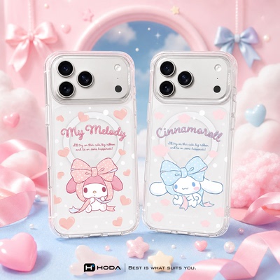 HODA好贴【三丽鸥】适用iphone17ProMax手机壳晶石Ultra新款磁吸透明保护套苹果17Pro全包气囊防摔相机按键