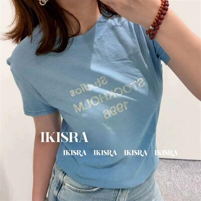 BVKV 4/20 出口国际外单 夏季修身短袖1996水洗做旧T恤女