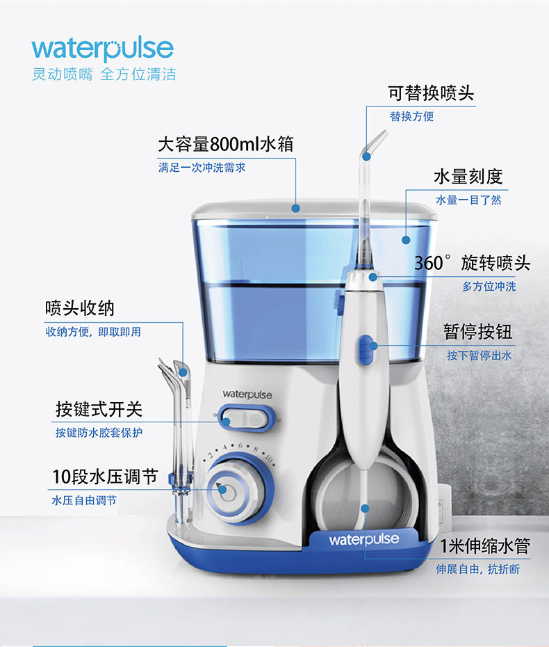 家用洗牙器除牙结石冲牙机电动水牙线洁牙超声波牙齿污垢美规110V
