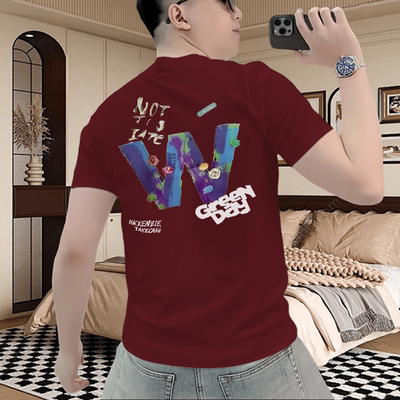 套头潮流个性字母印花短袖T恤男女圆领凉感透气纯棉上衣