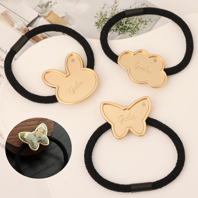 diy发绳底托配件发圈底托发饰材料手工制作发饰配件刺绣布贴发夹