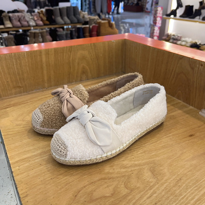 索菲娅织物面冬季新款时尚百搭羊羔毛毛鞋渔夫鞋女鞋SF04111066