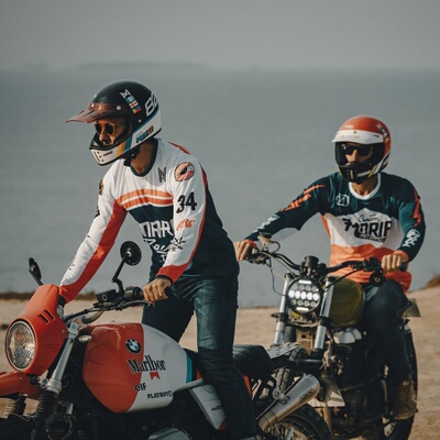 复古摩托车骑行服长袖透气T恤