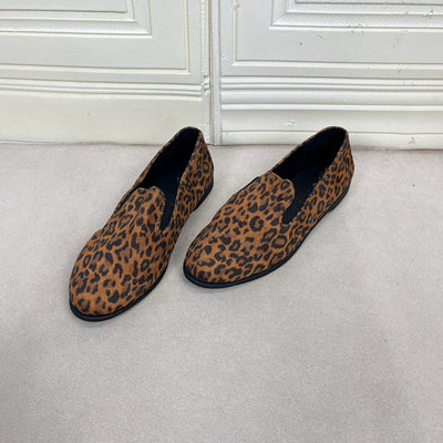 圆头豹纹平底一脚蹬单鞋懒人鞋