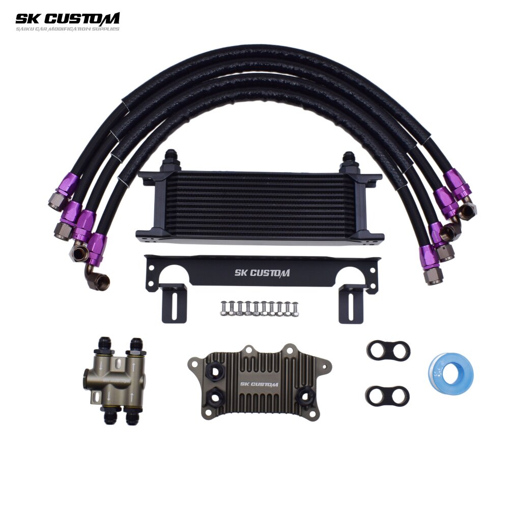 SK CUSTOM适用大众奥迪四代EA837恒温款机油散热器套件替换水冷款