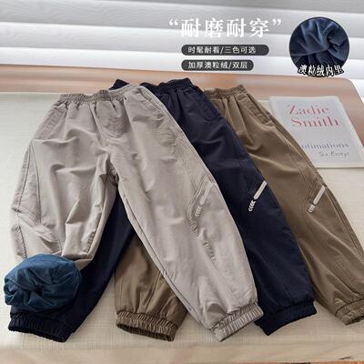 男童加绒秋冬款运动裤
