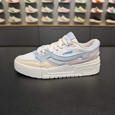 李宁车缝线系带女子低帮板鞋