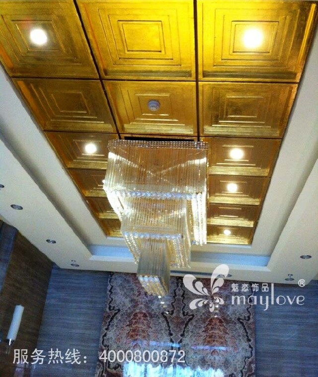 奢华贴金银箔 专业上门贴仿金箔 铜箔 银箔天花板 伪金玫瑰金吊顶