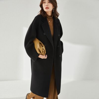 100%骆驼绒插肩袖宽松休闲毛呢