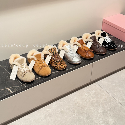 25FW蝴蝶结羊羔毛平底休闲鞋