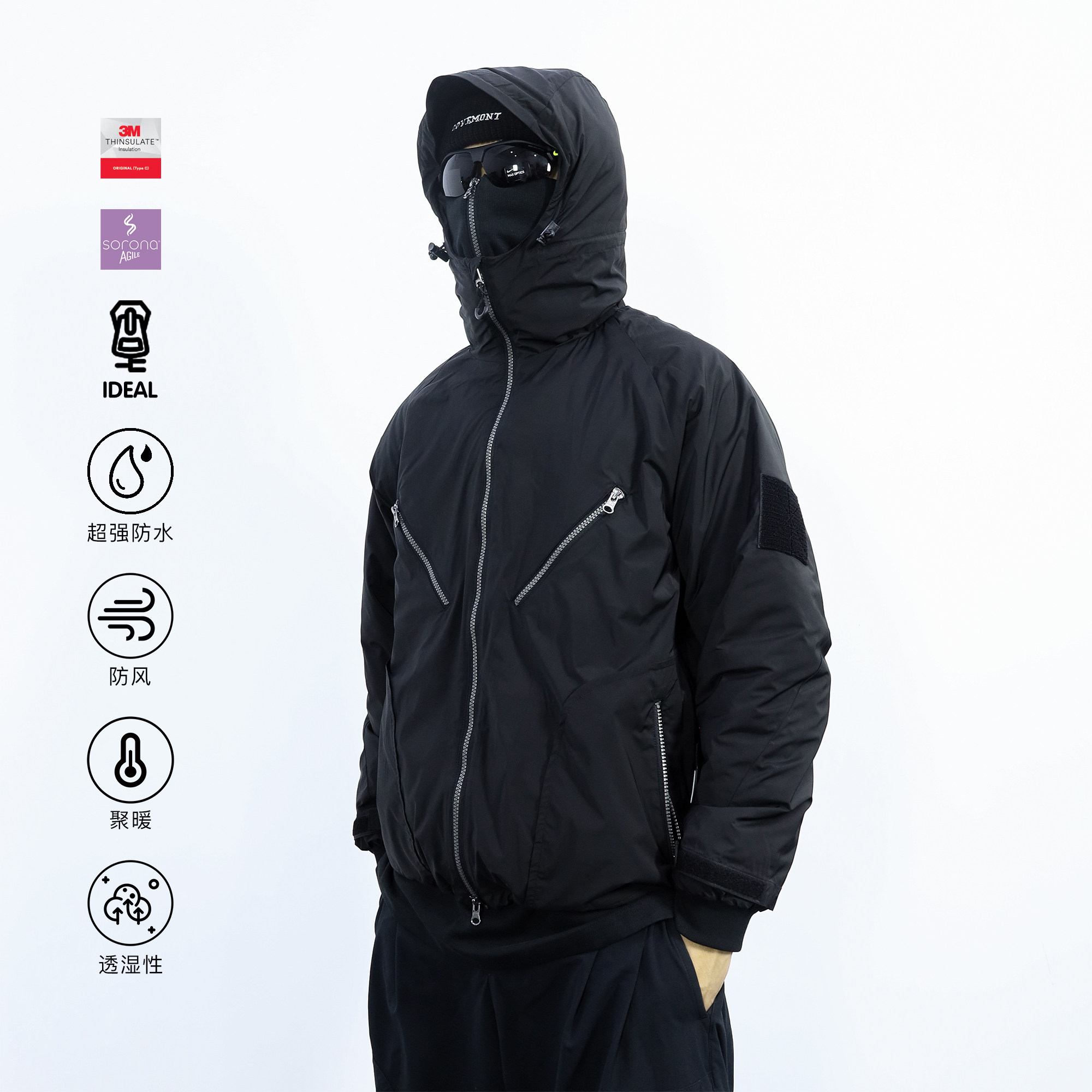 WHYWORKS [轻灵] 户外先锋机能棉衣3M新雪丽夹棉弧形剪裁棉服