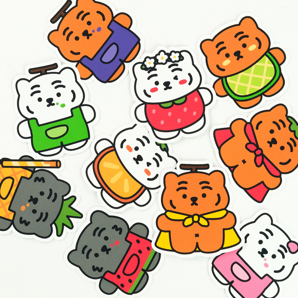 韩国Muziktiger水果老虎无痕贴纸手账卡册电脑手机行李箱装饰贴画