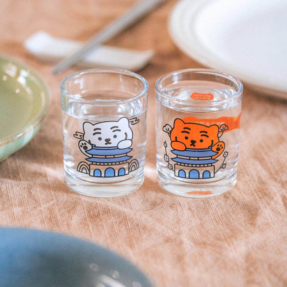 韩国MUZIKTIGER可爱躺平虎烧酒杯清酒迷你60ml白酒杯情侣玻璃对杯