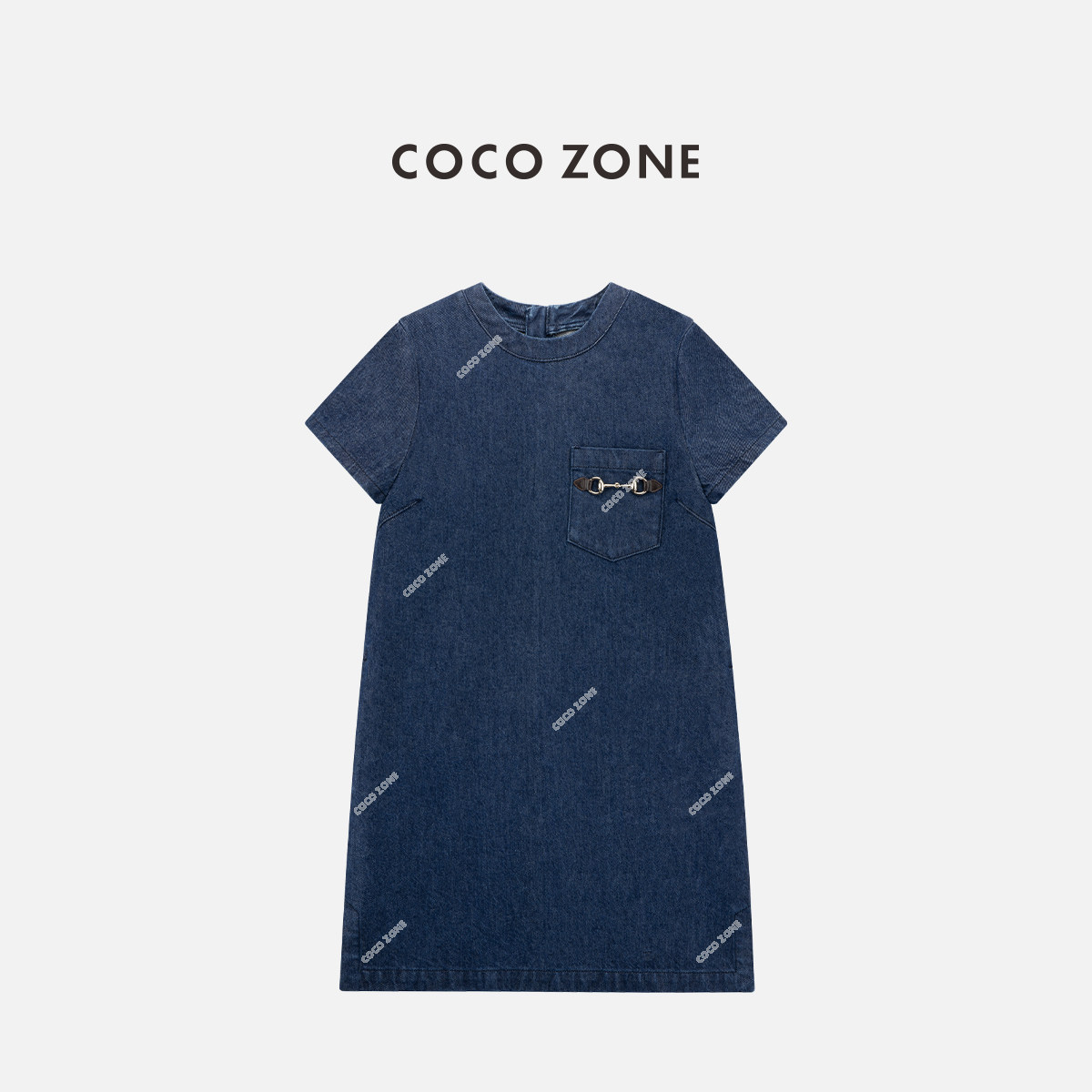 COCO ZONE 刘一一早秋马蹄牛仔裙棉莱赛尔混纺时尚连衣裙CC1B1521