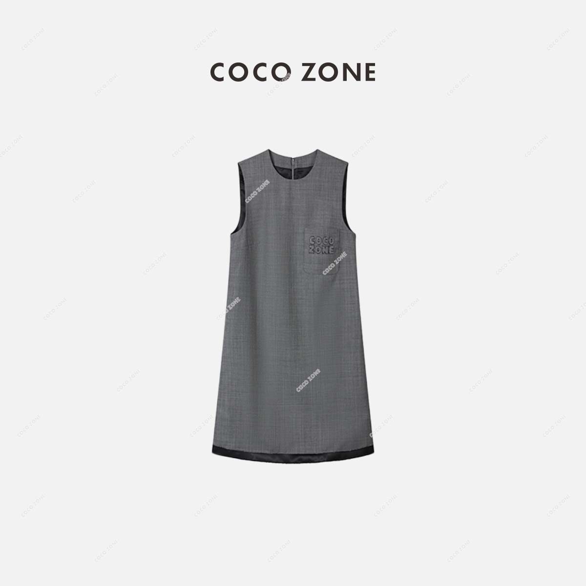 COCO ZONE 刘一一百搭显瘦休闲字母无袖简约直筒背心裙女23C29188