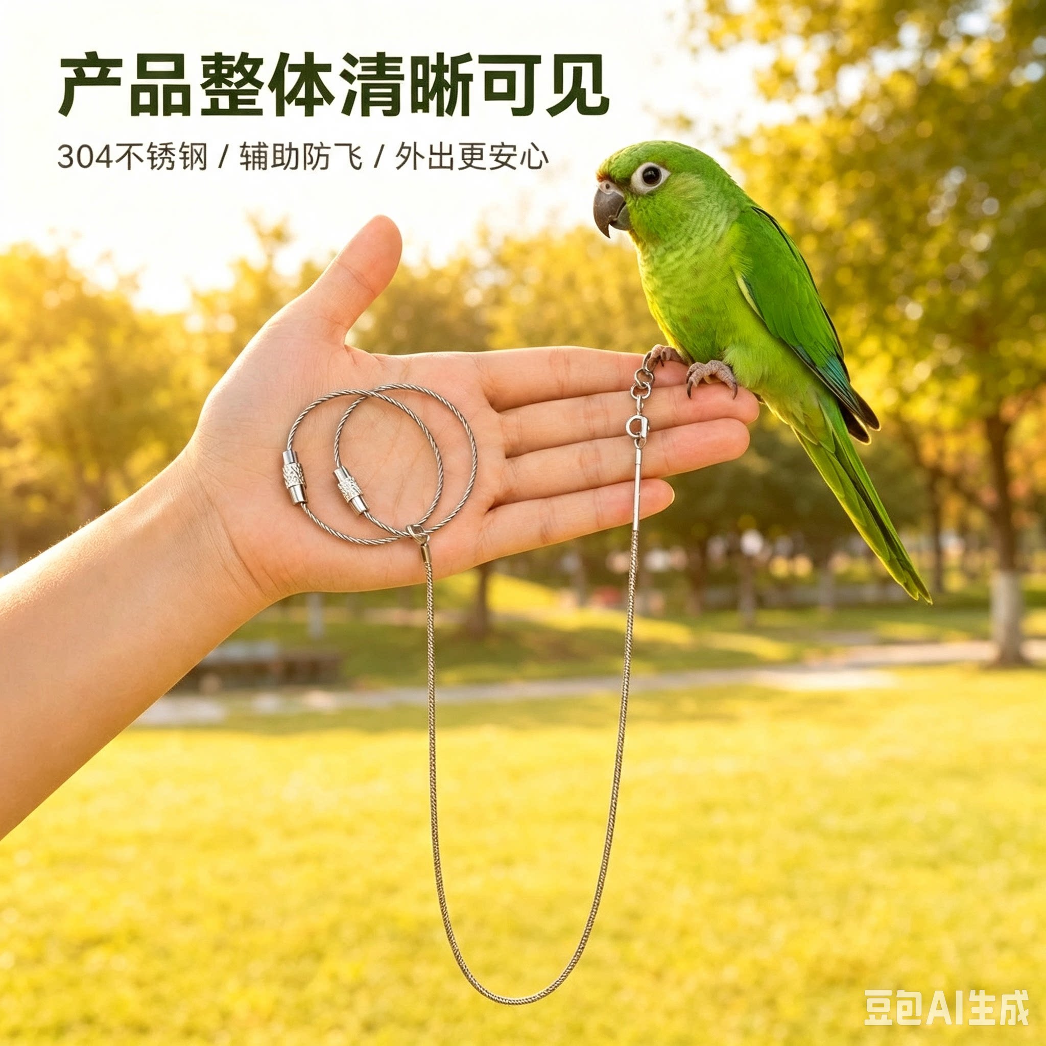 304不锈钢鸟用放飞绳鹦鹉脚链耐咬耐用便携脚环套装蛇骨链不打结