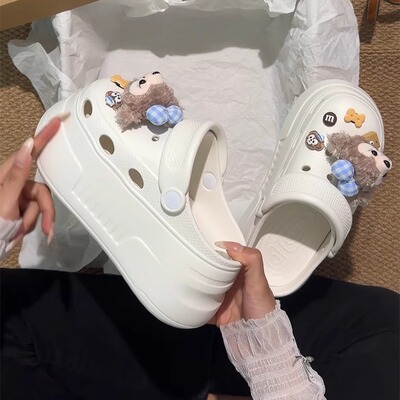 可爱卡通厚底洞洞鞋女2026新款夏外穿踩屎感小个子增高包头凉拖鞋