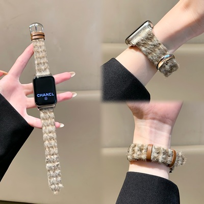 毛尼绒适用applewtach10苹果s11手表带iwatchse秋冬s98华为fit43