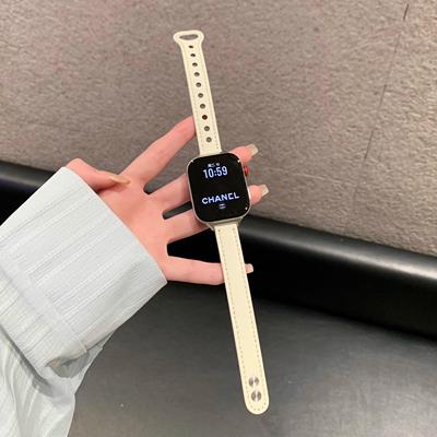 适用于applewtach s10苹果s9手表带iwatchse皮质s8简约s7高级感s6