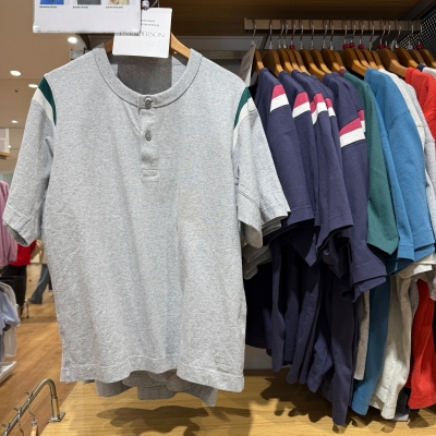 男装女装新款休闲宽松亨利领T恤简约百搭圆领宽松正肩短袖485455