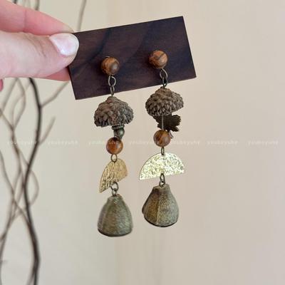 复古森系桉树果长款耳环