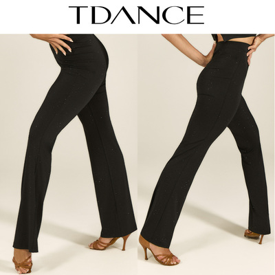 TDANCE拉丁烫钻微喇叭裤