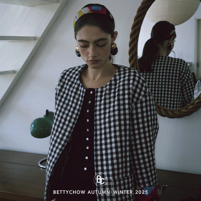 小香风黑白格子薄棉服