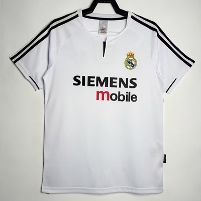 复刻2003-04赛季皇马主场复古老款球衣 大罗劳尔小贝齐达内足球服