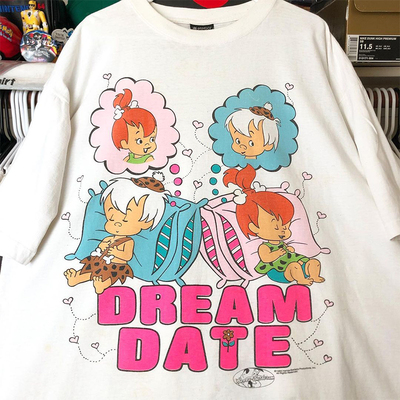 摩登原始人卡通纯棉宽松短袖T恤