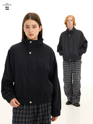 结构分割BOXY廓形宽松立领夹克