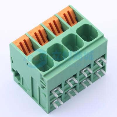 5只起 弹簧式接线端子 KF207R-10.16-4P 弯插,P=10.16mm 1x4P 4P