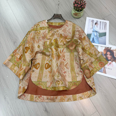 瑞襟七分袖上衣雅致与松弛感十足小衫（含50真丝）YS6-zl-779371