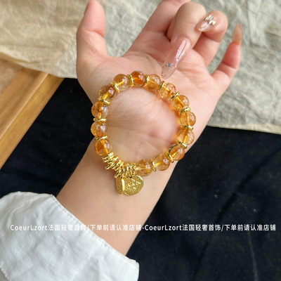 暴富天然黄水晶盘缠手链巴西水晶