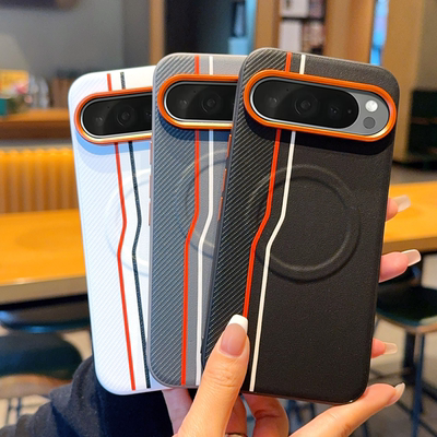 适用谷歌9/9Pro手机壳奢华潮牌皮纹谷歌9ProXL网红金甲谷歌9A磁吸五拼双线