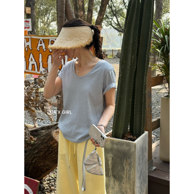 夏季休闲宽松雪花棉短袖T恤