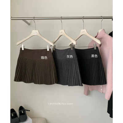 Y.JIA伊嘉秋冬减龄伯克利学院甜辣风高腰百褶裙a字半身裙女5090-5