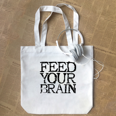 feed your brain欧美字母口号男女趣味文字纯棉帆布包手提袋