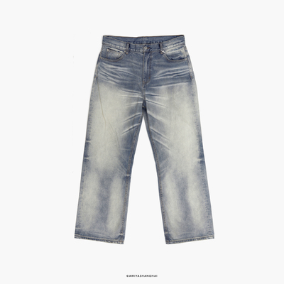 awiya shanghai No.18美国康龙牛仔面料复古高腰做旧水洗牛仔